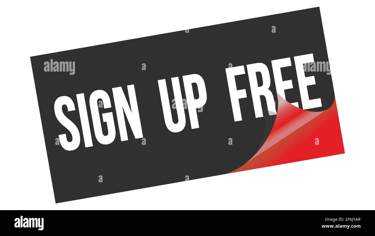 SIGN UP FREE text written on black red sticker stamp Stock Photo - Alamy
