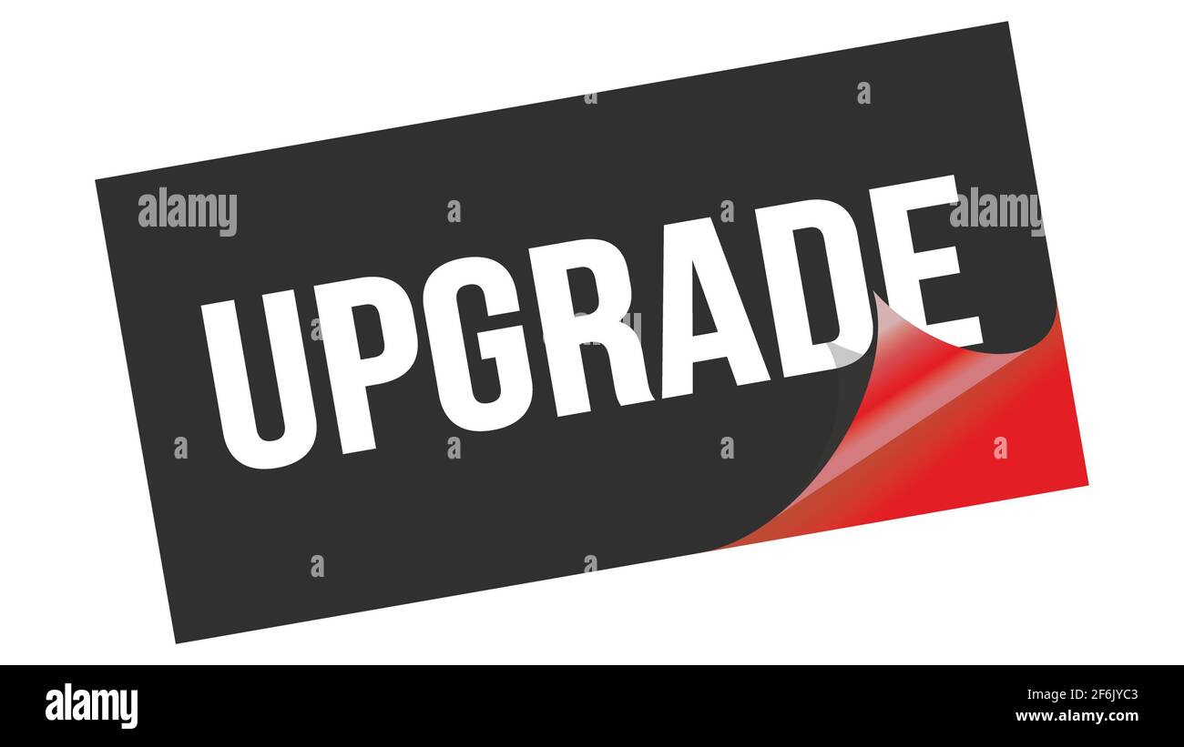 UPGRADE text written on black red sticker stamp Stock Photo - Alamy