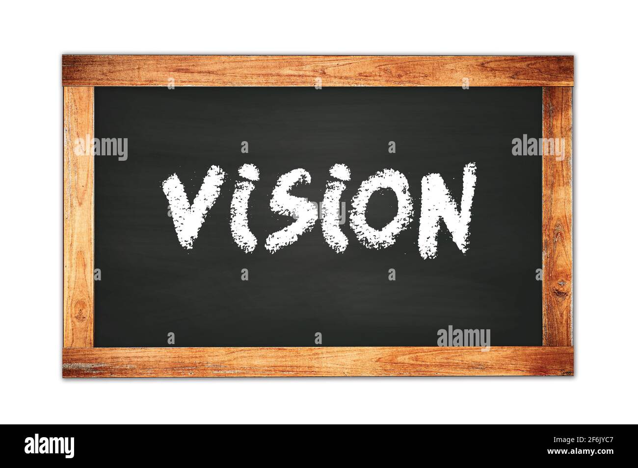 VISION text written on black wooden frame school blackboard Stock Photo ...
