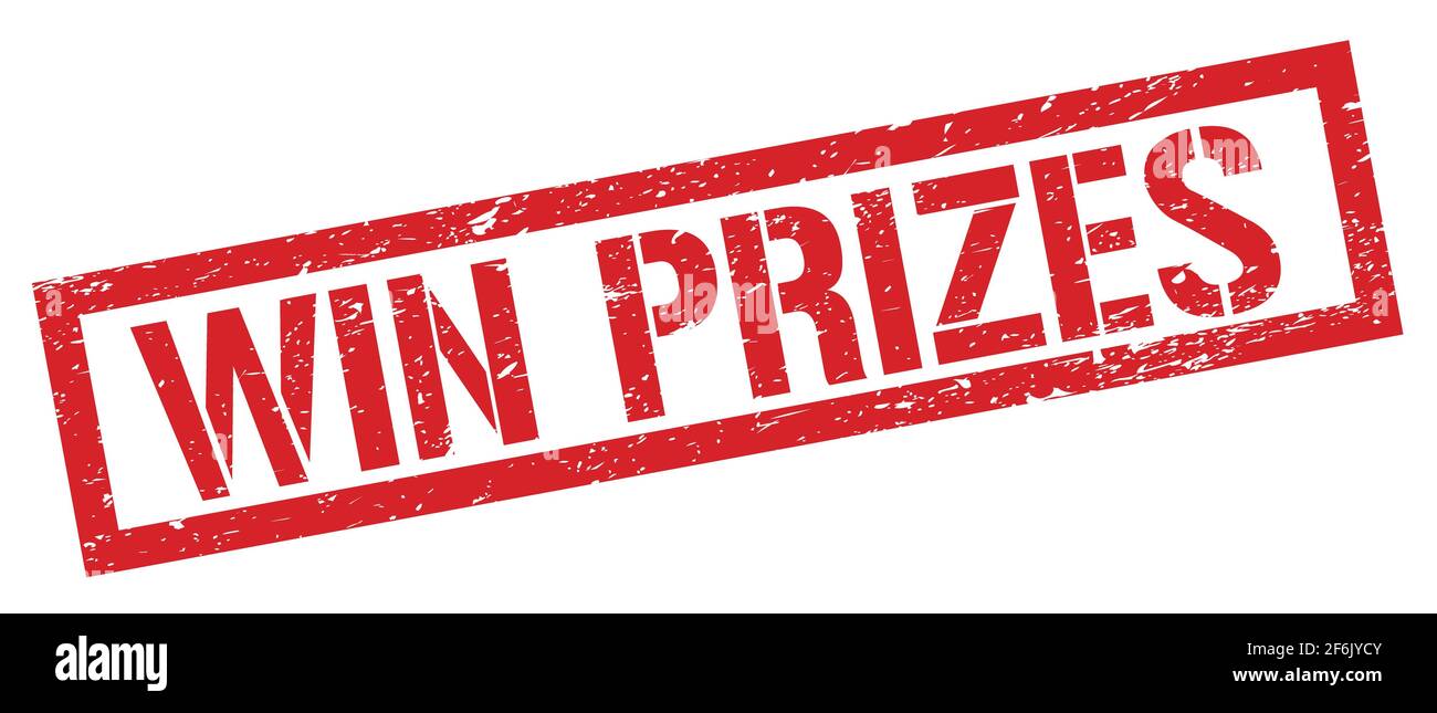 WIN PRIZES red grungy rectangle stamp sign Stock Photo - Alamy