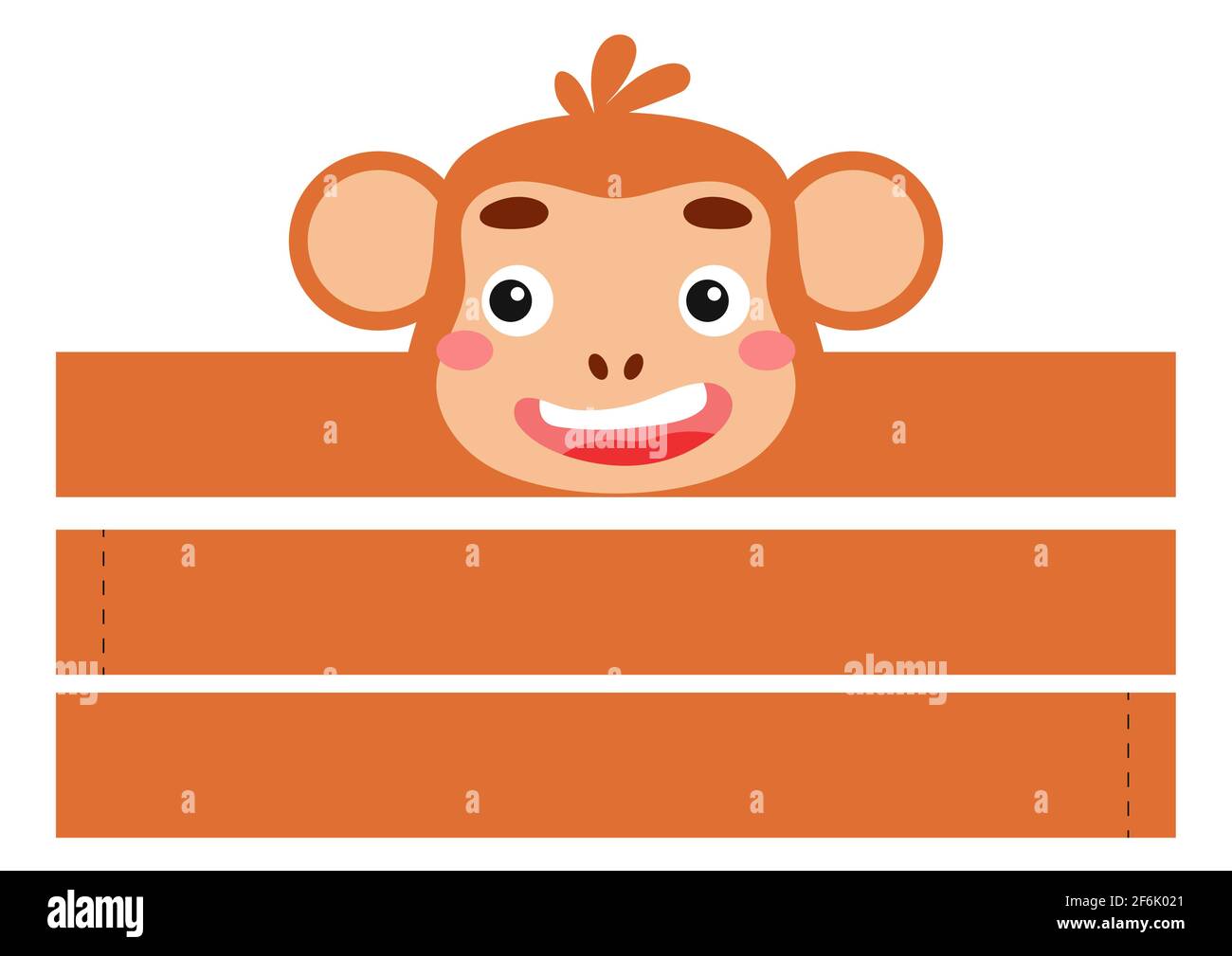 Printable monkey paper headband. Party crown die cut template for ...