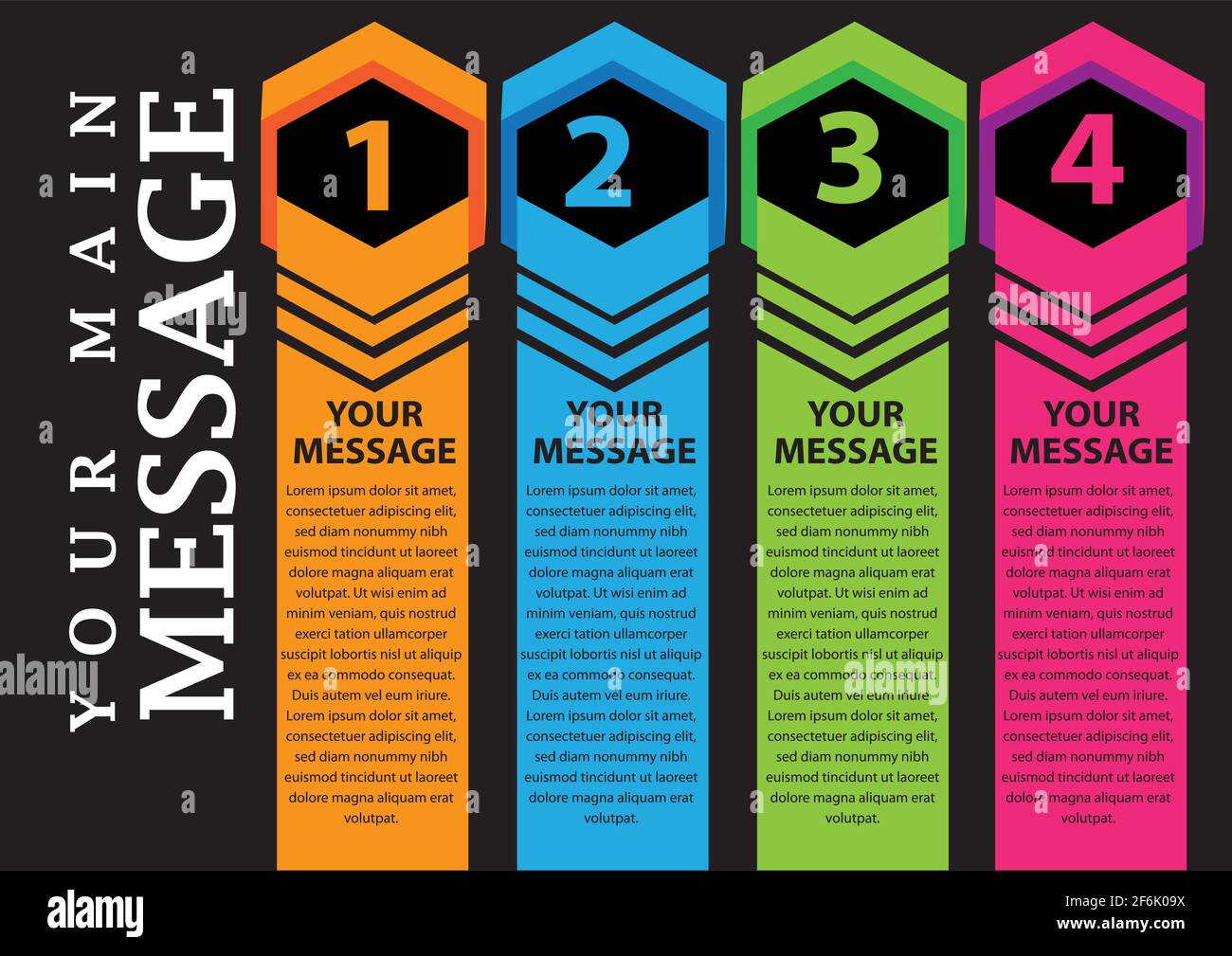 Simple layout design of four options with area for own copy. Vector ...