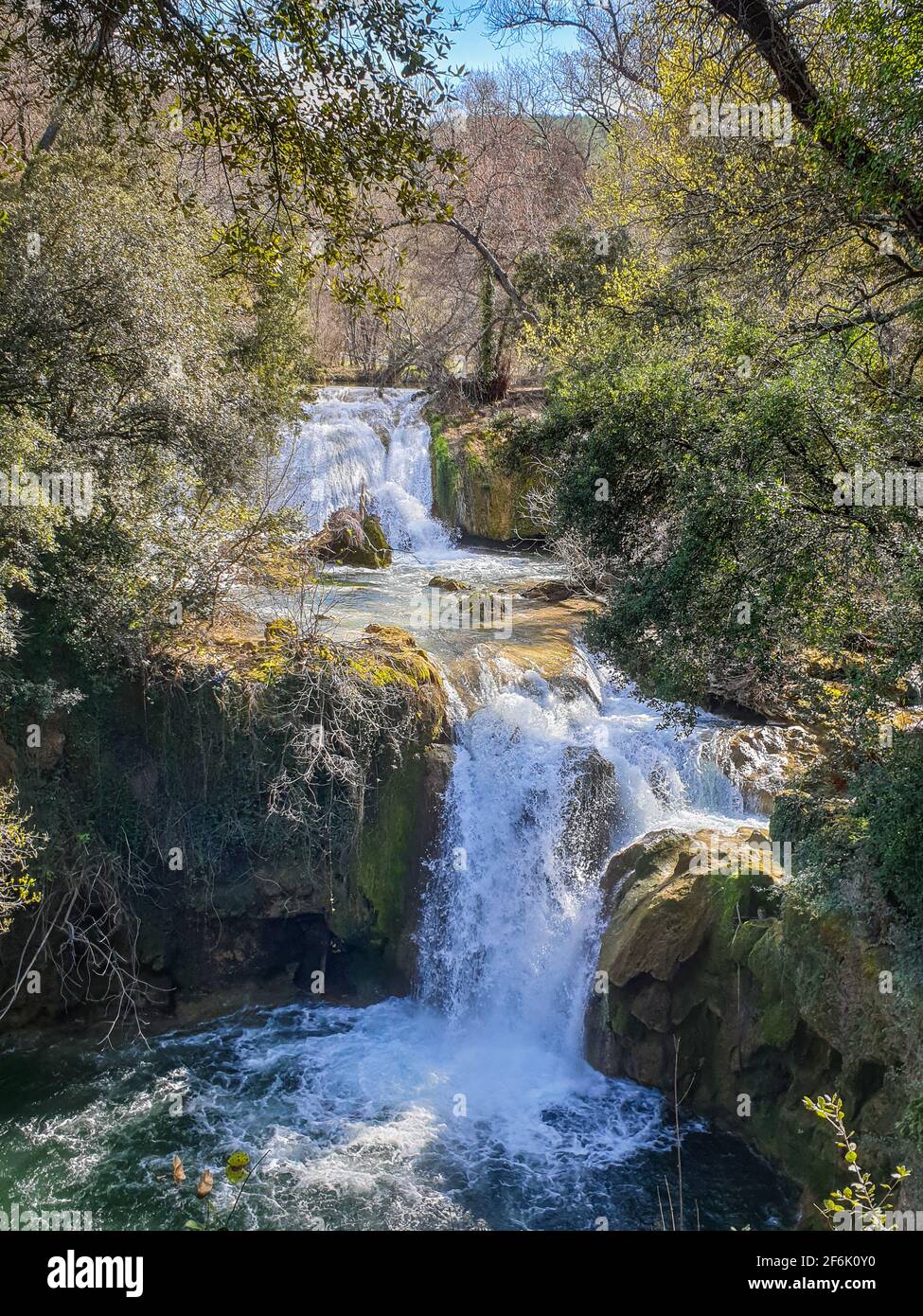 Waterfall on the Issole River, located in the south-east of France in ...