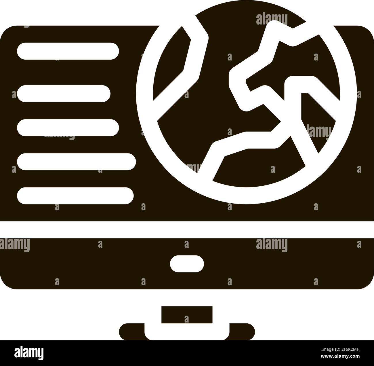 earth on computer screen icon Vector Glyph Illustration Stock Vector ...