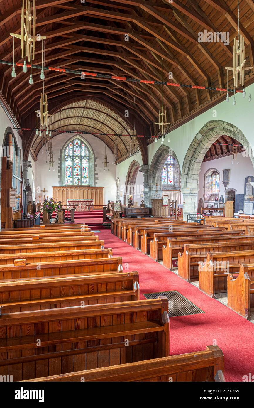 The parish church of St Gwendoline in the Brecon Beacons at Talgarth ...
