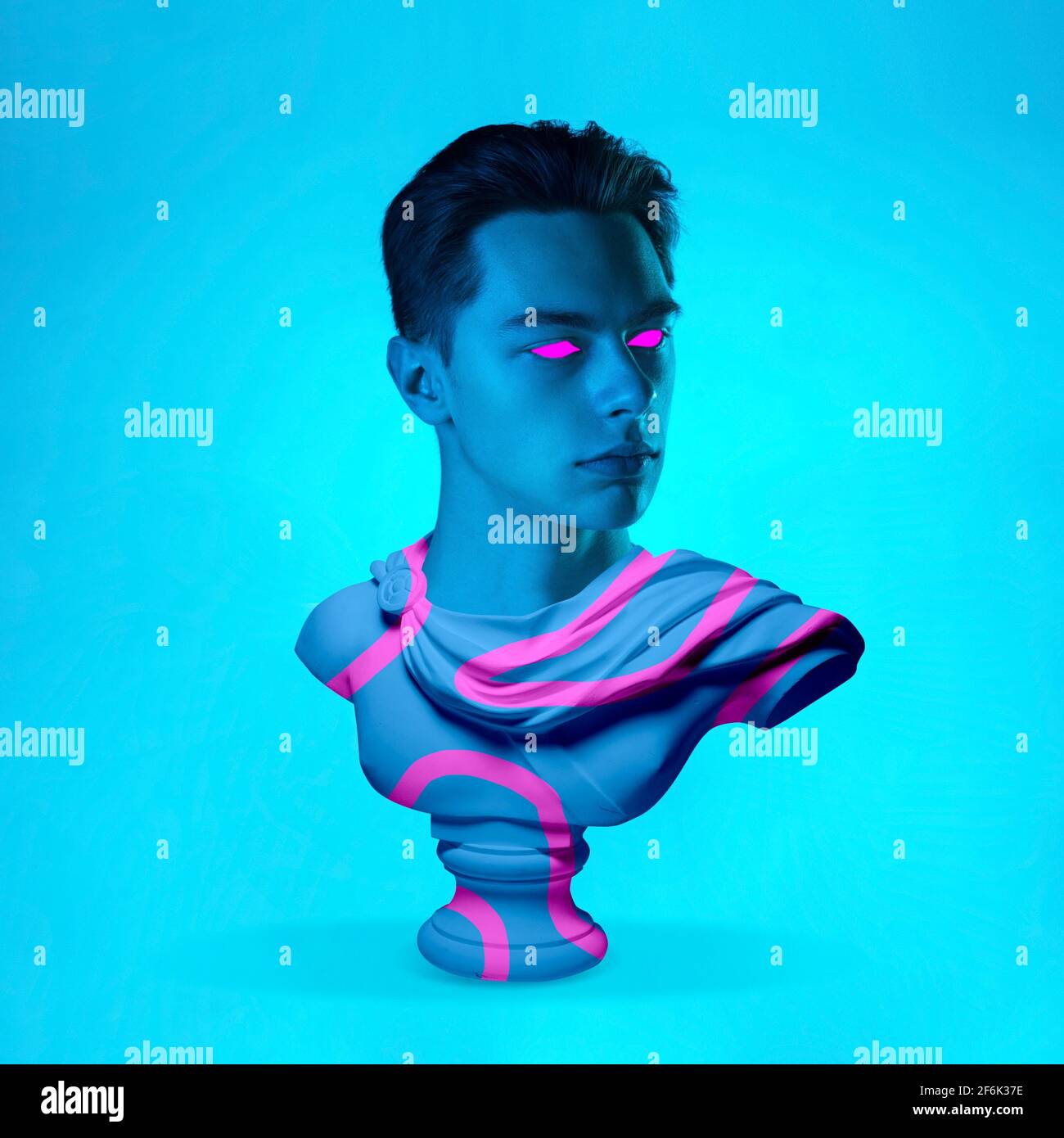 Contemporary art collage. Antique statue bust headed of man head Stock ...