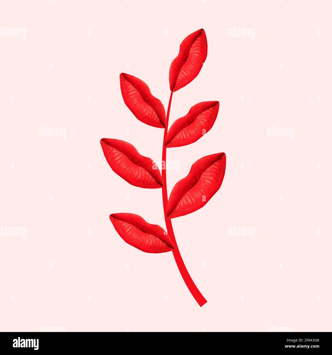 Contemporary modern art collage with unusual branch of a tree, plant ...