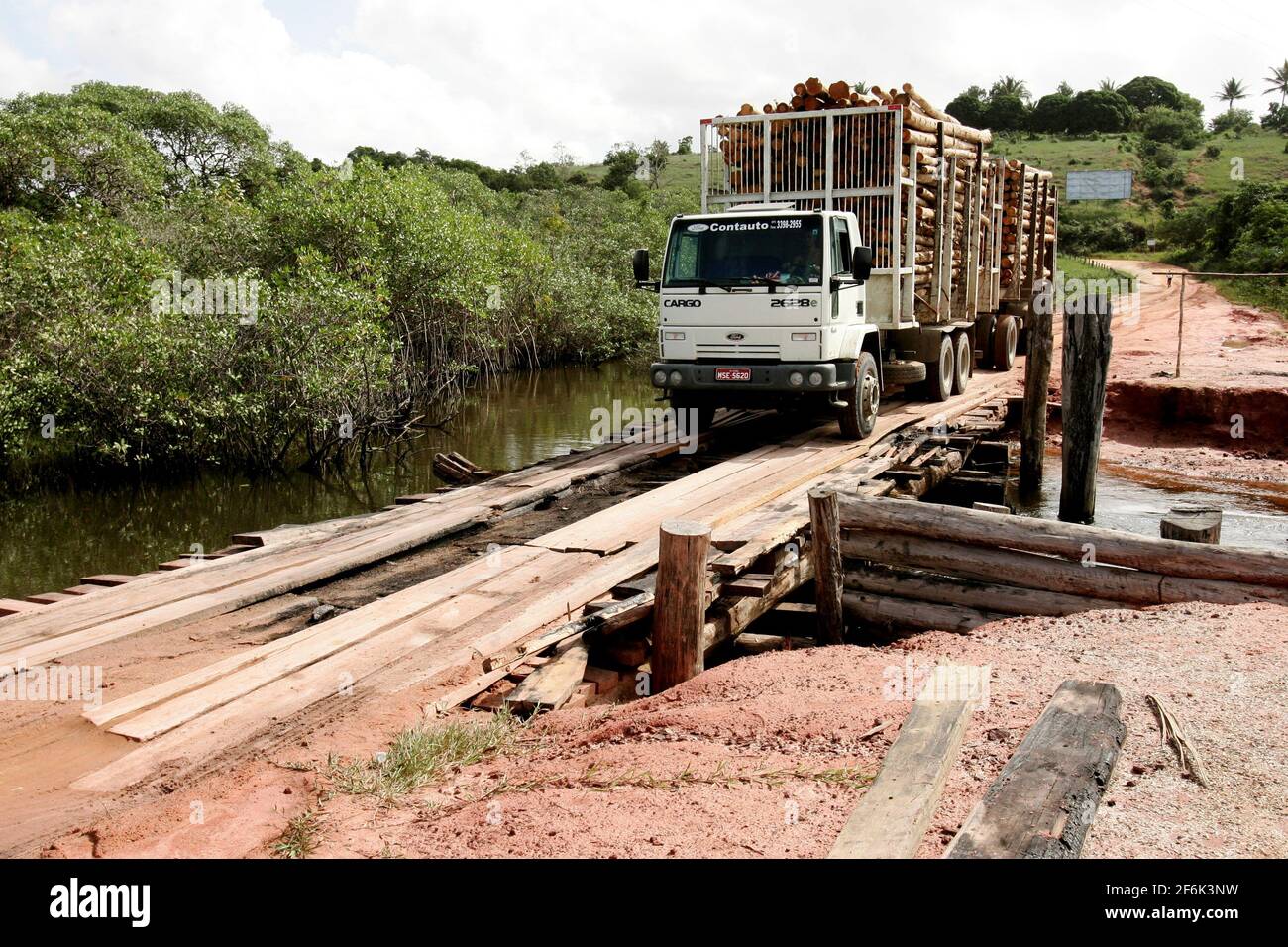 prado, bahia / brazil - july 7, 2009: vehicle is seen crossing wooden ...