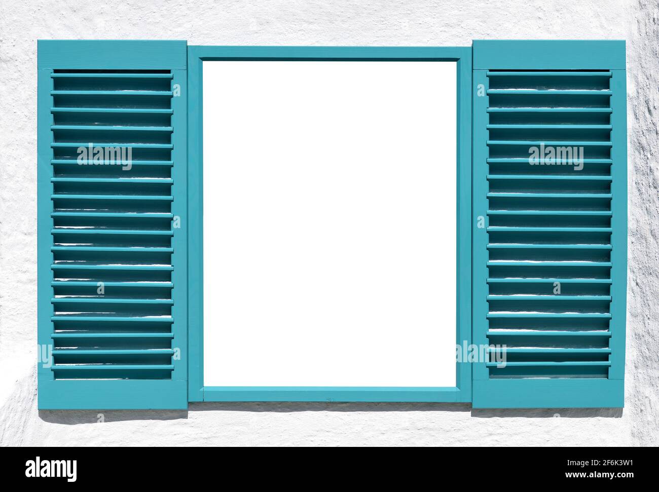 Blue wooden window with open shutter Stock Photo - Alamy