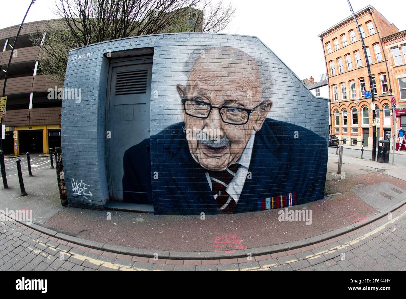 Captain Sir Tom Moore mural by artist Akse p19 in the Northern Quarter ...