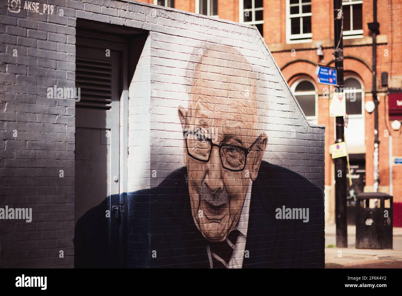 Captain Sir Tom Moore mural by artist Akse p19 in the Northern Quarter ...