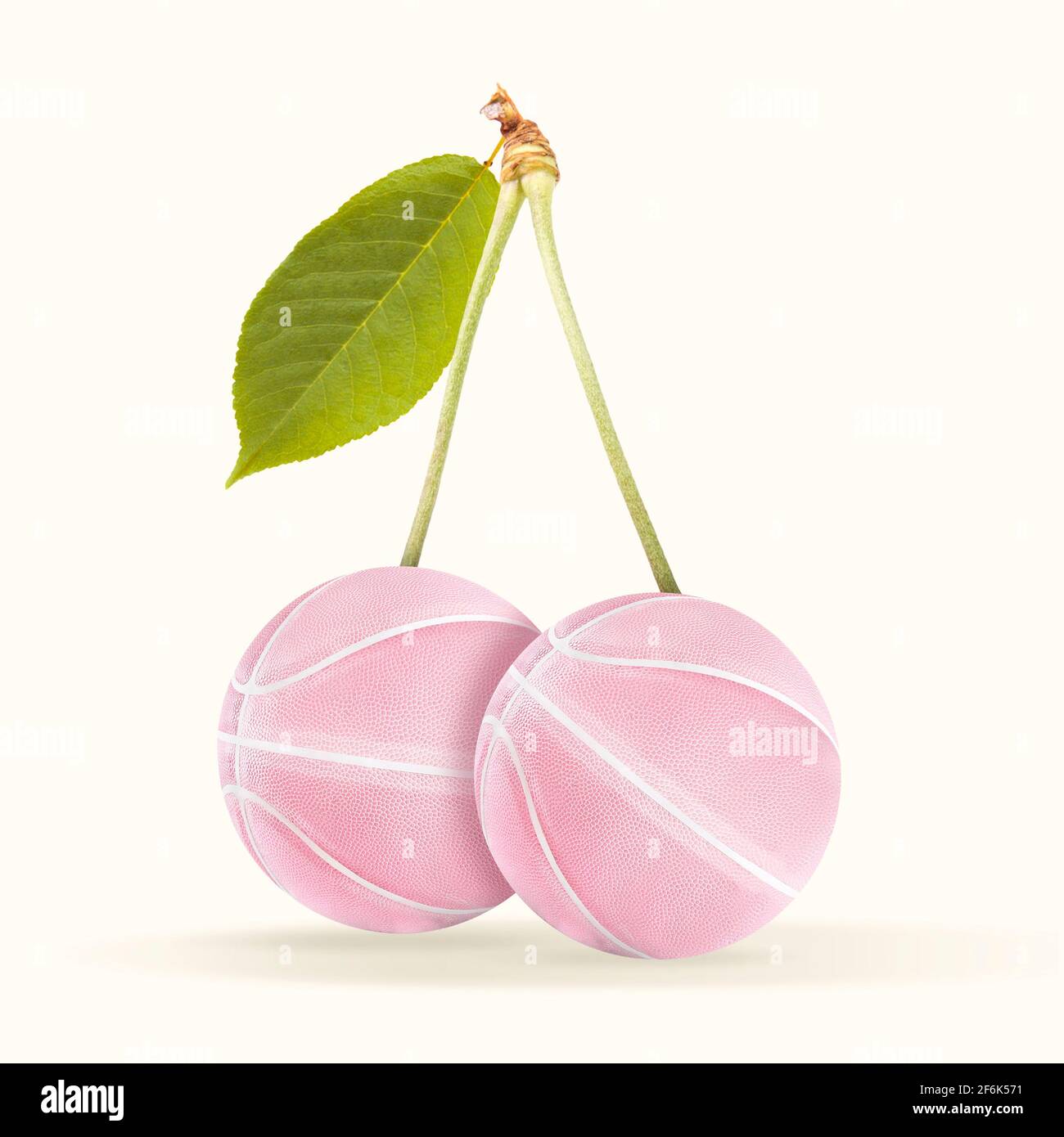 Contemporary modern art collage with unusual light pink basket-balls ...