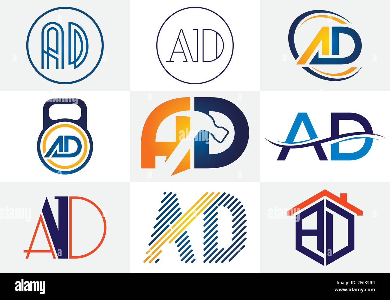 A D Letter Logo Design. Creative A D Letters icon set vector Stock ...