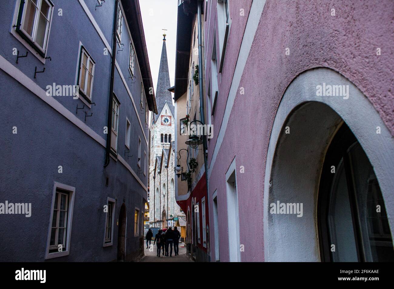 Hallstatt, Austria - March 4, 2017: View of Hallstatt Church Between ...