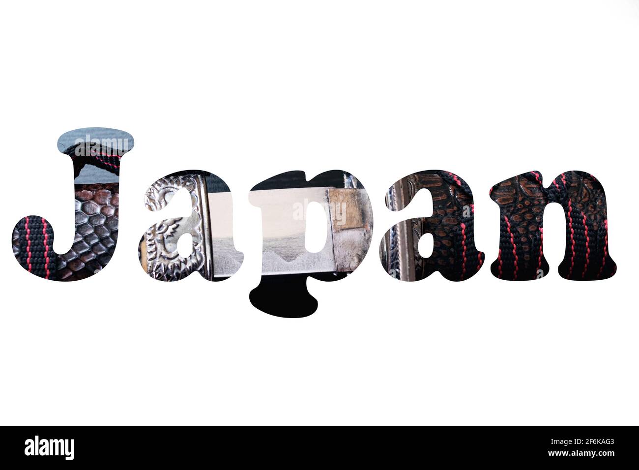 Word Japan made from samurai sword isolated on white background Stock ...