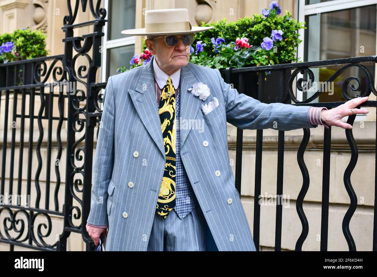 Mr George Skeggs commonly known as Soho George, wearing his unique ...