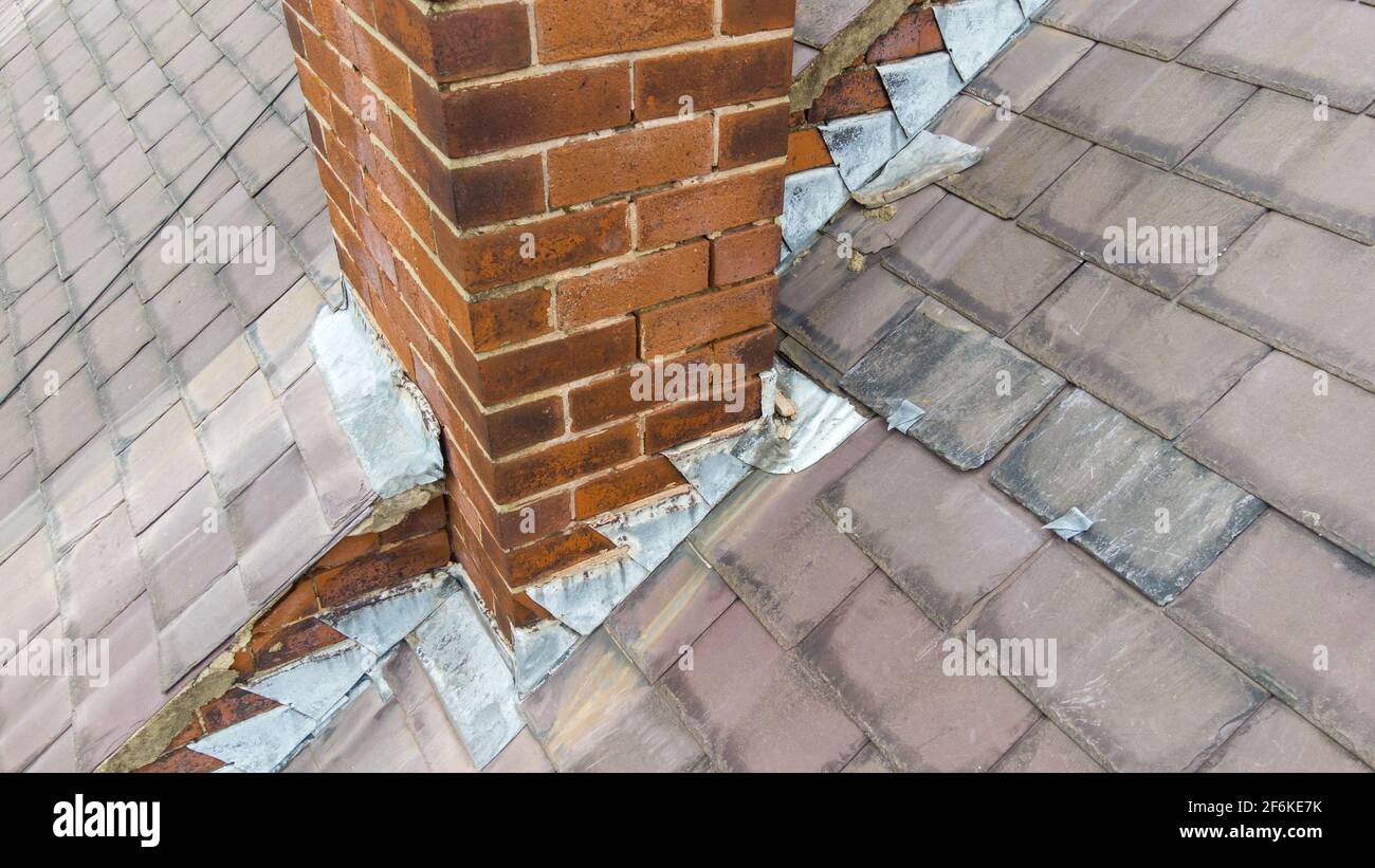 Aerial photo of a typical British terrace house showing the tiles and ...