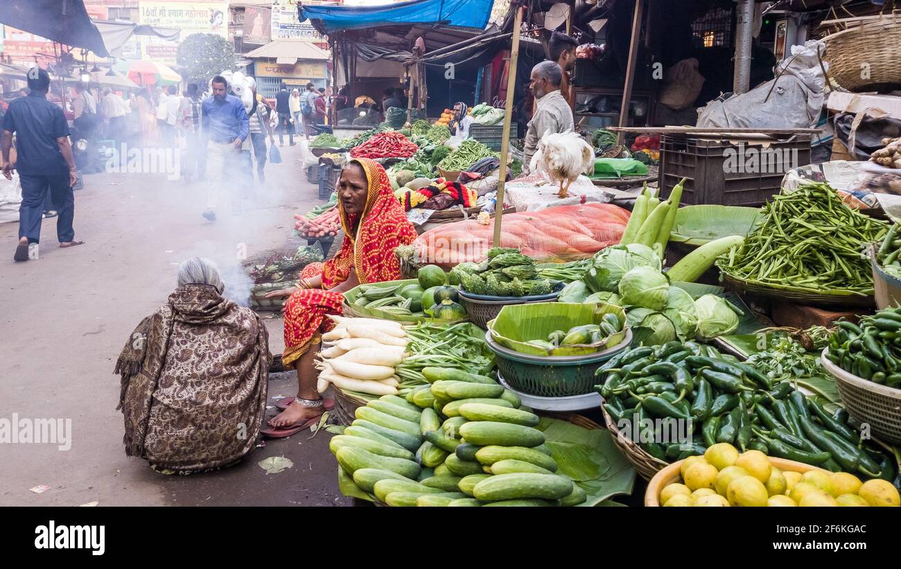 Kolkata, West Bengal, India - January 2018: Indian women street vendors ...
