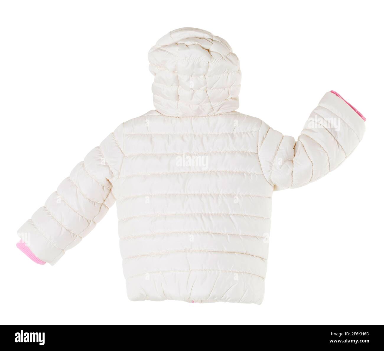 White winter jacket. Back side. Isolated on a white background Stock ...