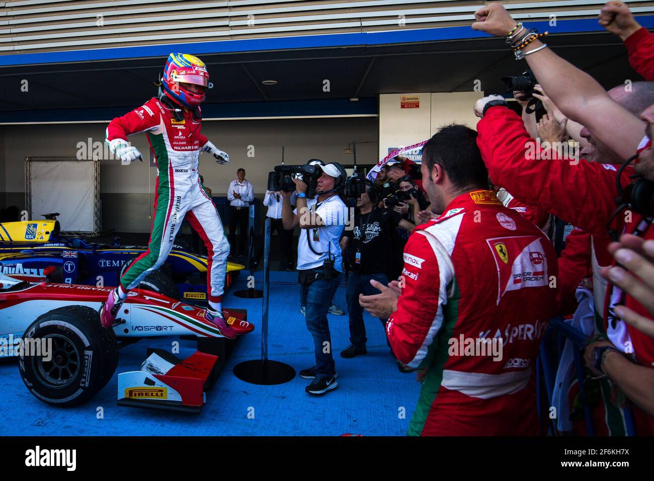 LECLERC Charles, Prema Racing, ambiance portrait, celebrating his title ...