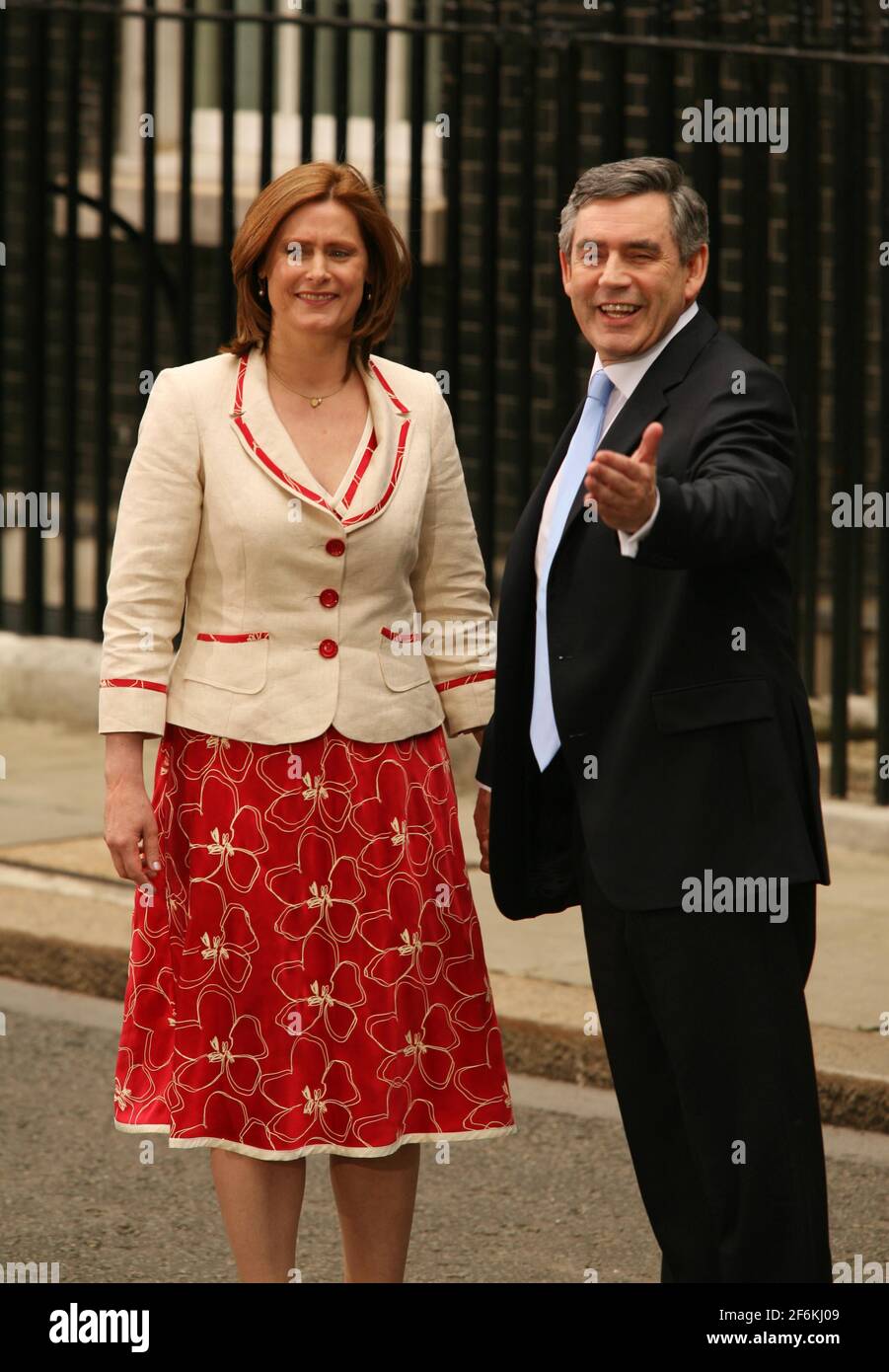 Gordon Brown arrives in Downing street on his first day as Britians new ...