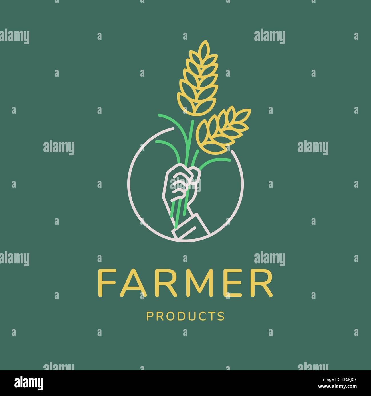 Farmer hand with rice vector illustration for agricultural concept ...