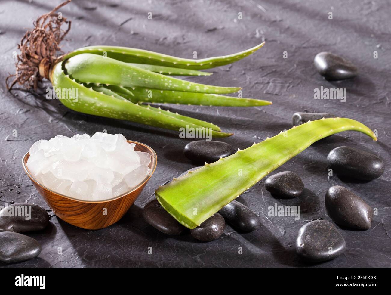Organic Aloe Vera Crystals - Text space Stock Photo - Alamy