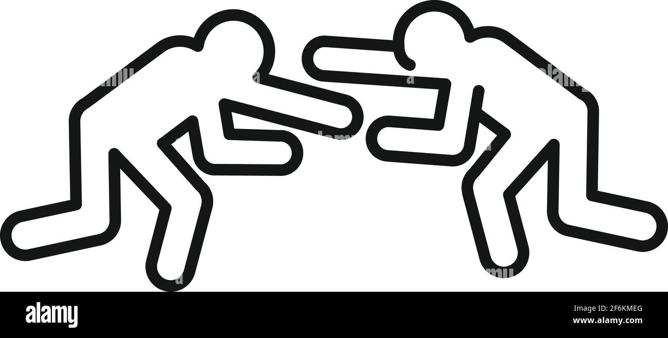 Greco-roman wrestling fight icon, outline style Stock Vector Image ...