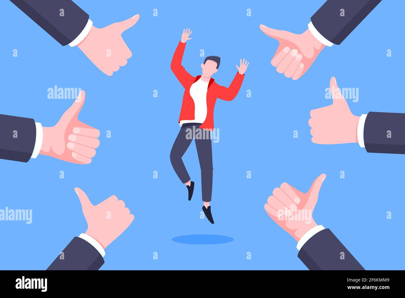 Employee recognition or proud worker of the month business concept flat ...