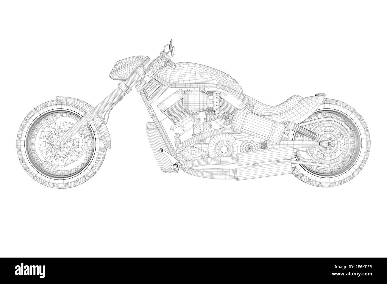Motorcycle wireframe from black lines isolated on white background ...