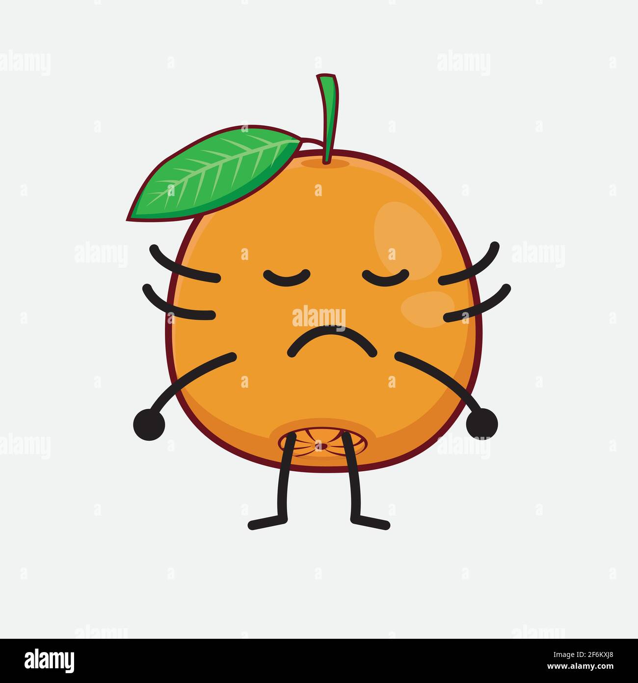 Vector Illustration of Navel Orange Character with cute face, simple ...