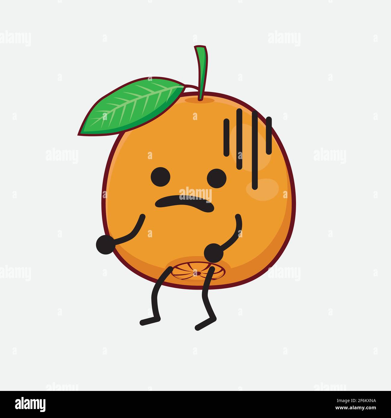Vector Illustration of Navel Orange Character with cute face, simple ...