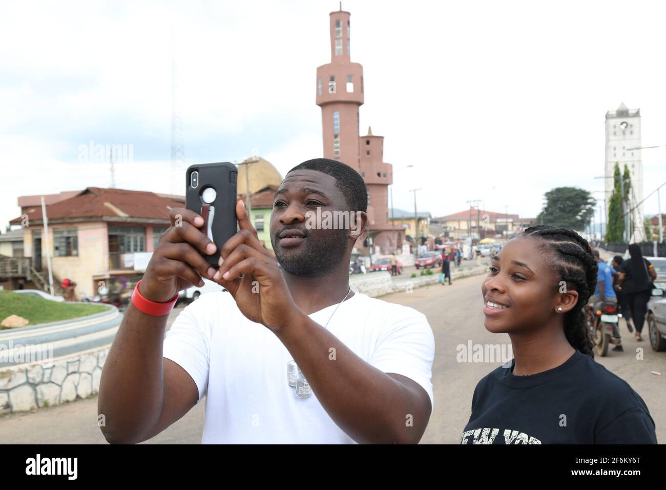 Tourists taking pictures of Ooni of Ife's Palace, Ile-Ife, Osun State ...