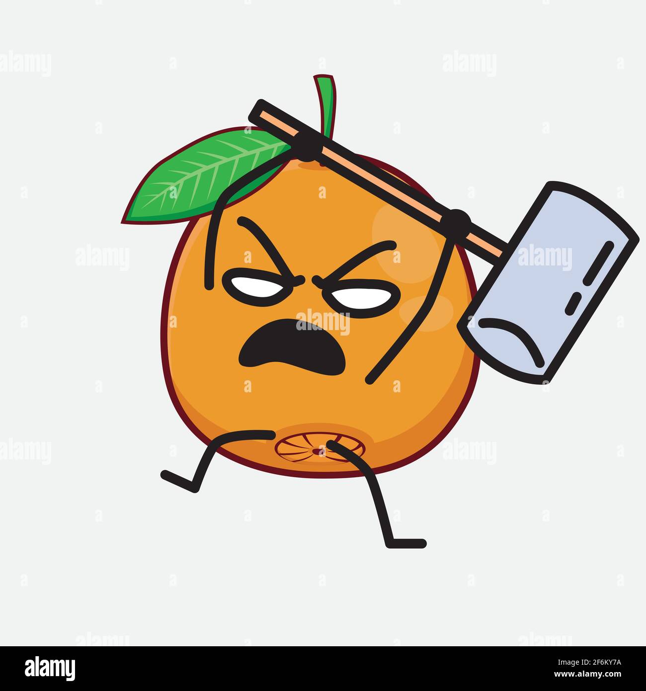 Vector Illustration of Navel Orange Character with cute face, simple ...