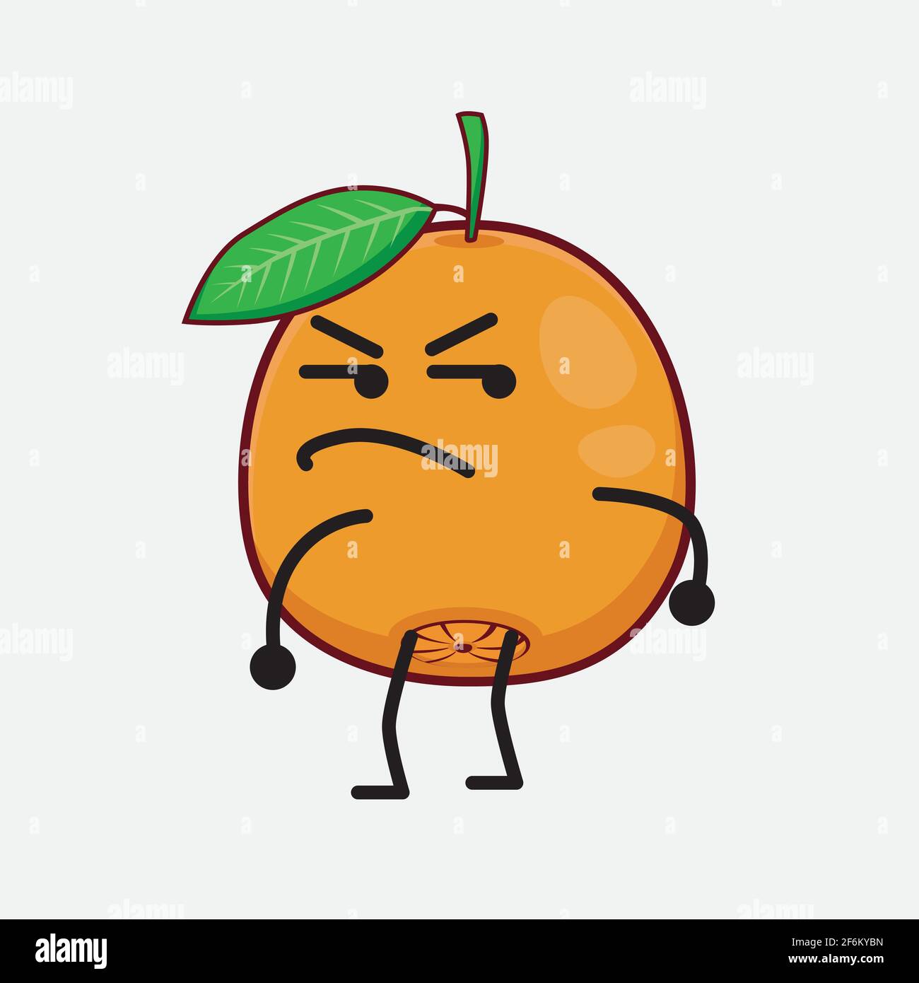 Vector Illustration of Navel Orange Character with cute face, simple ...