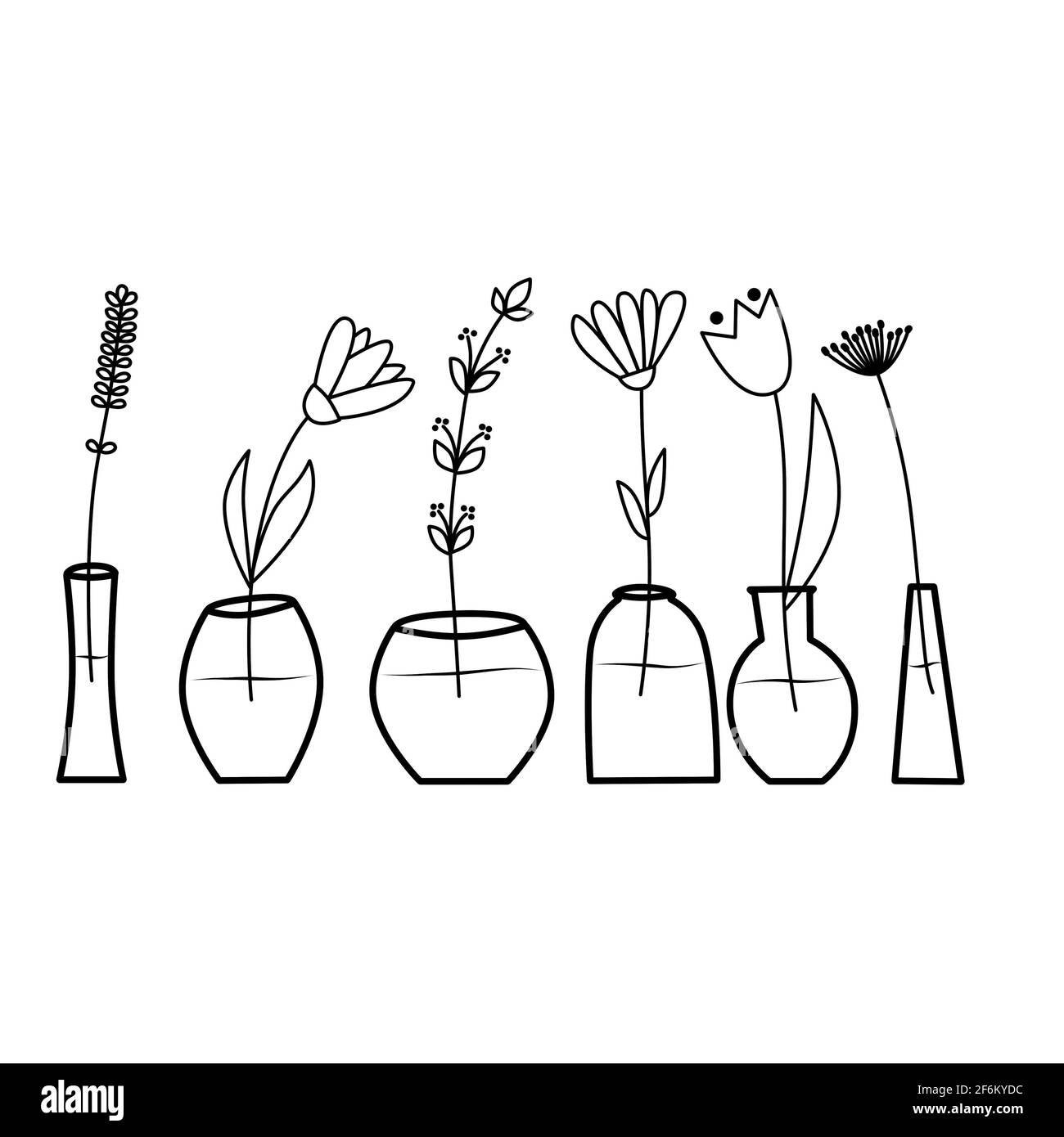 Vector leaves flowers collection Black and White Stock Photos & Images ...
