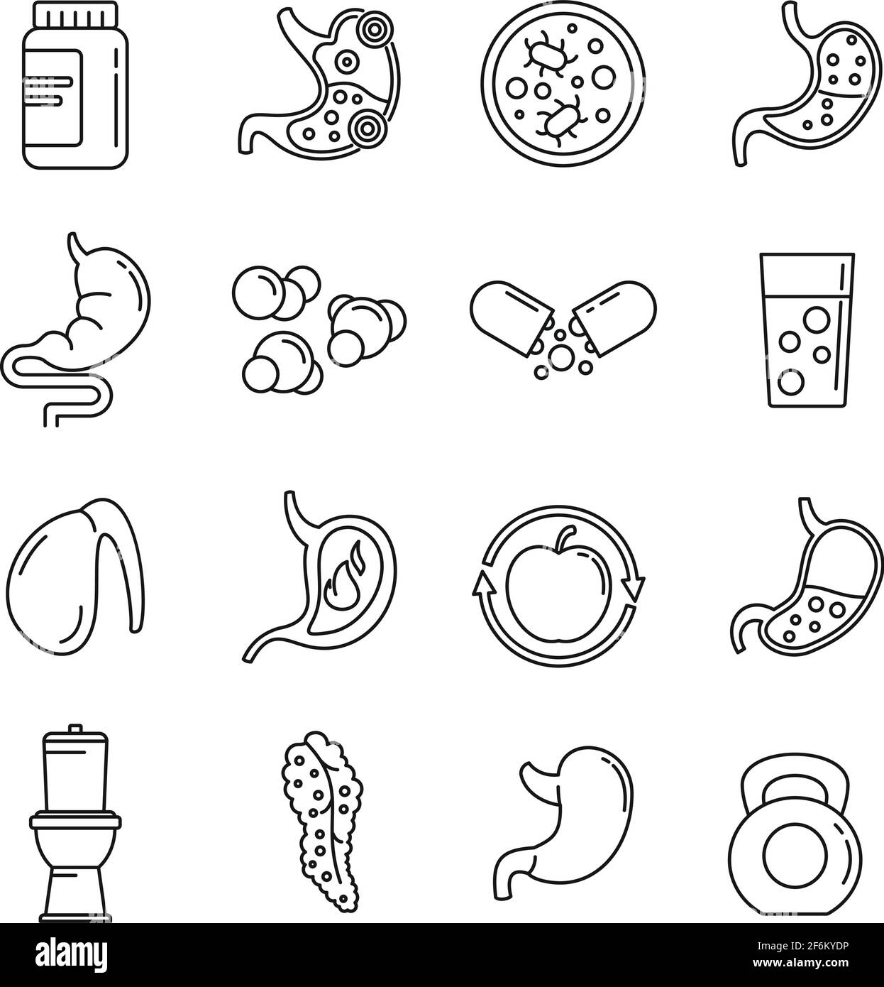 Digestion health icons set, outline style Stock Vector Image & Art - Alamy
