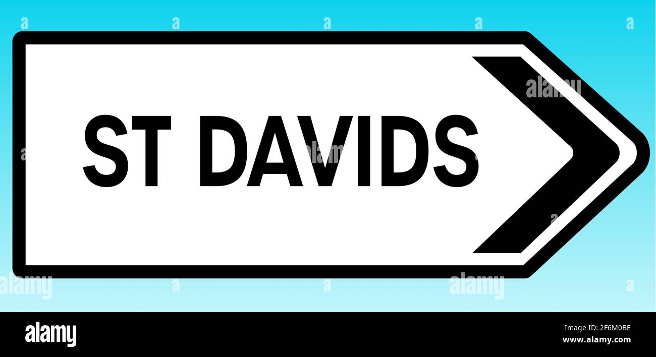 A graphic illlustration of a British road sign pointing to St Davids ...
