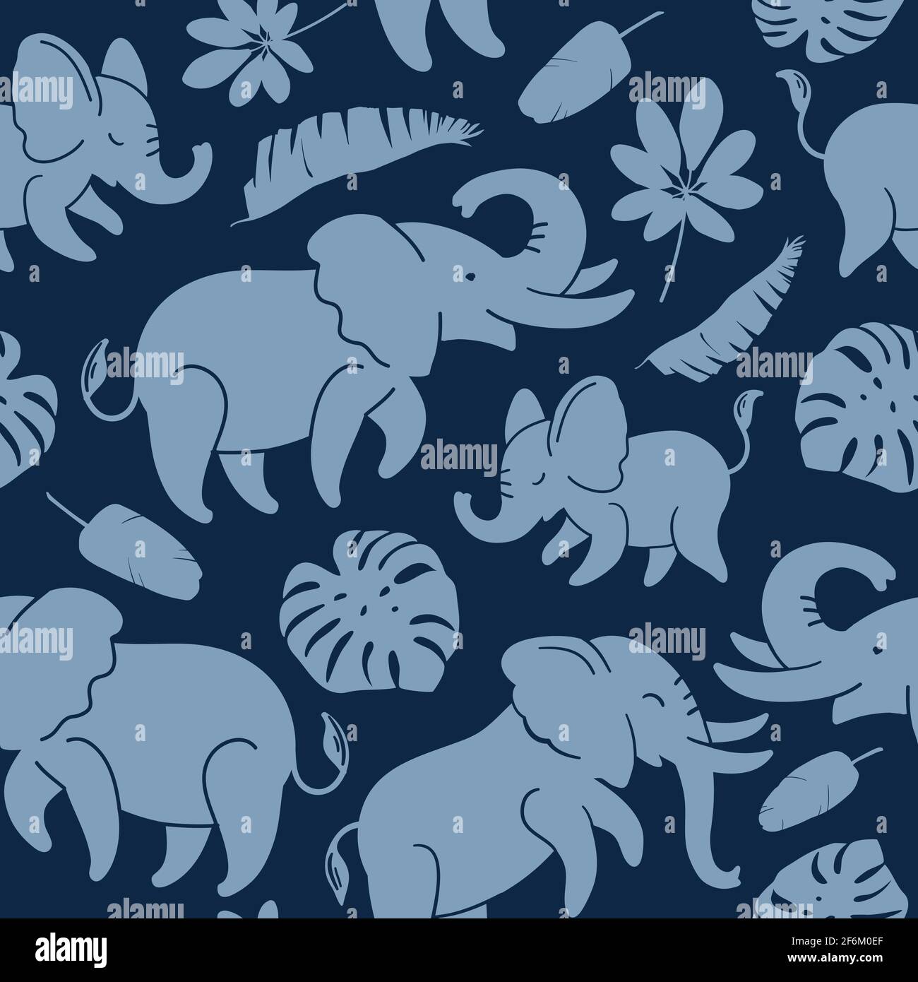 Blue elephants on a dark blue background seamless Stock Vector Image ...