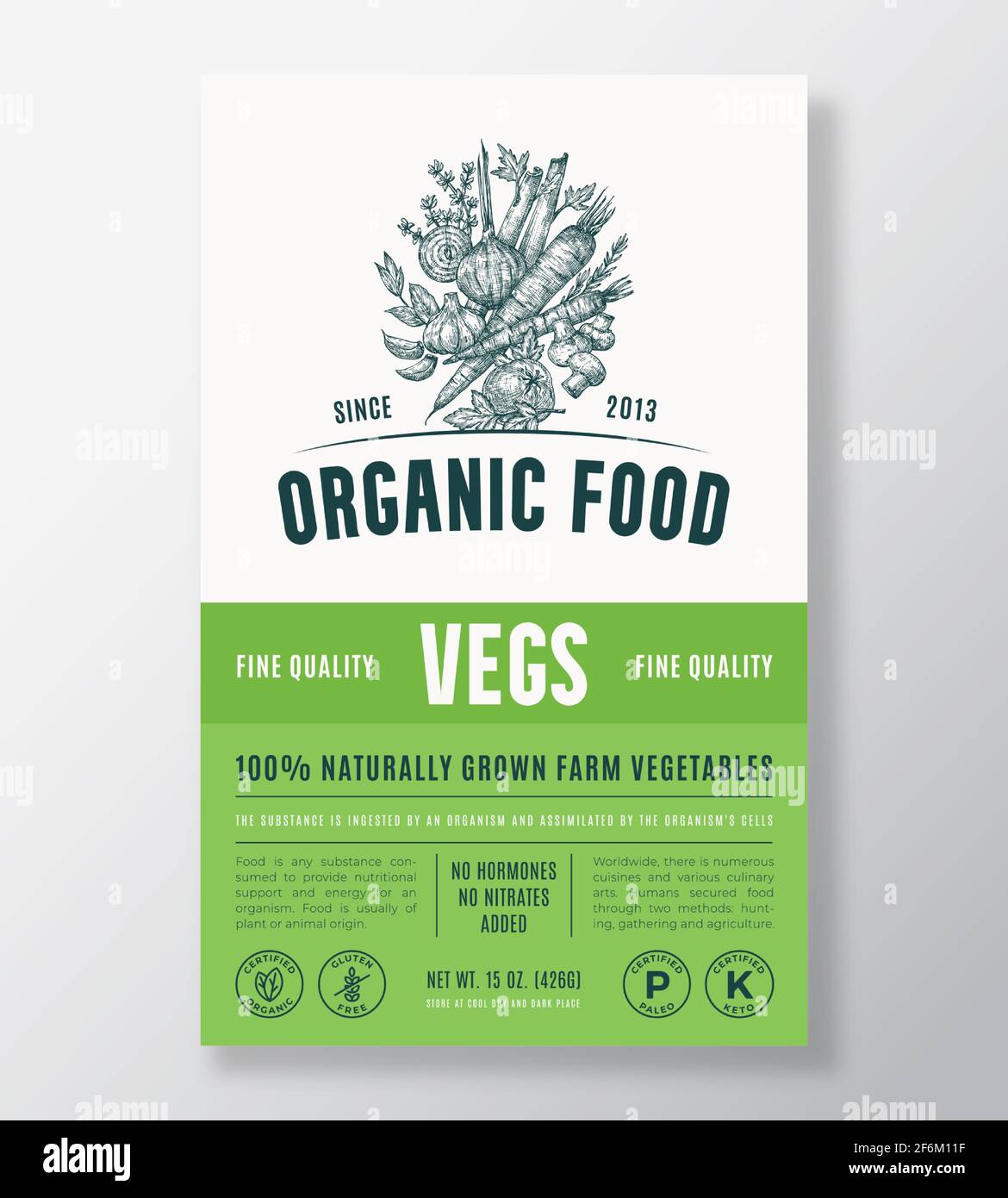Organic Food Abstract Vector Packaging Design or Label Template. Farm ...