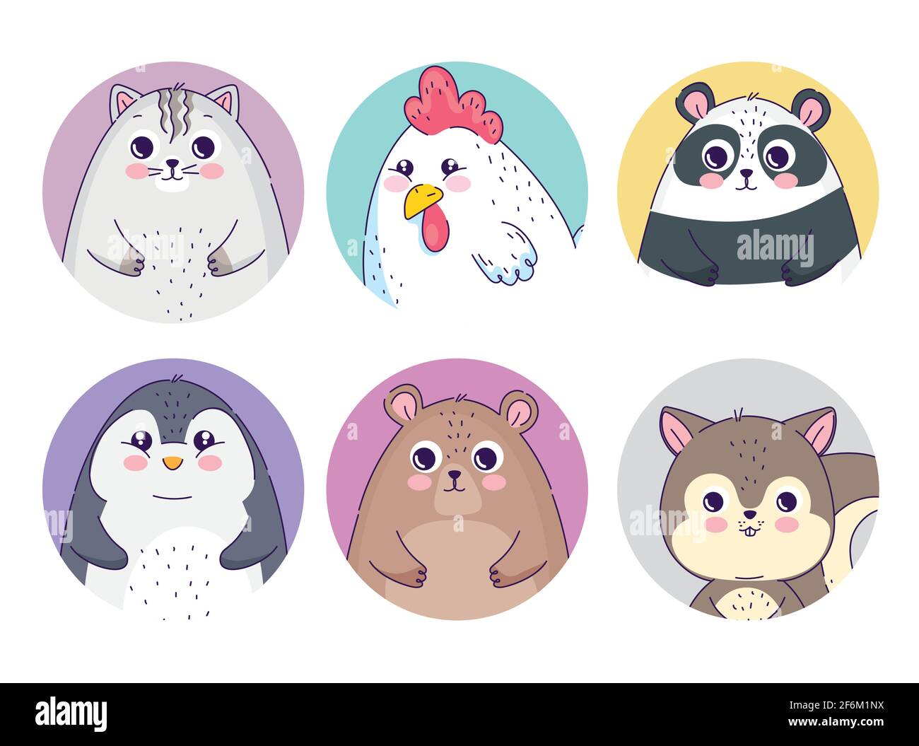 six cute animals Stock Vector Image & Art - Alamy