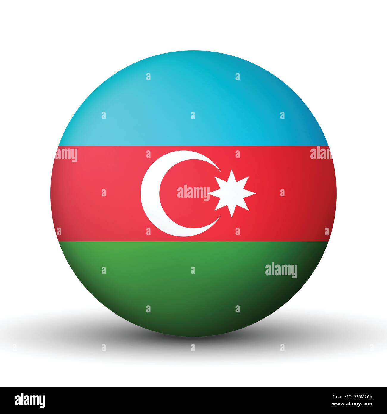 Glass light ball with flag of Azerbaijan. Round sphere, template icon ...