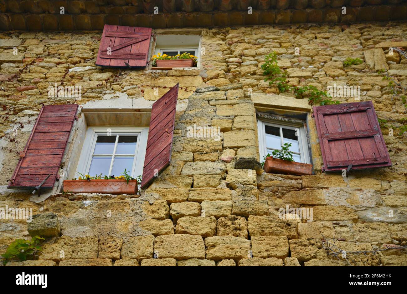 Traditional rural stone house facade in the picturesque village of ...