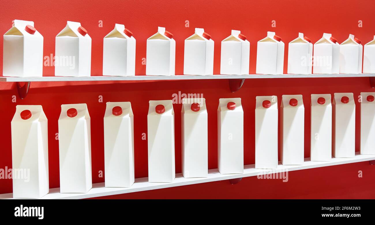 Packaging for pasteurized dairy products Stock Photo - Alamy