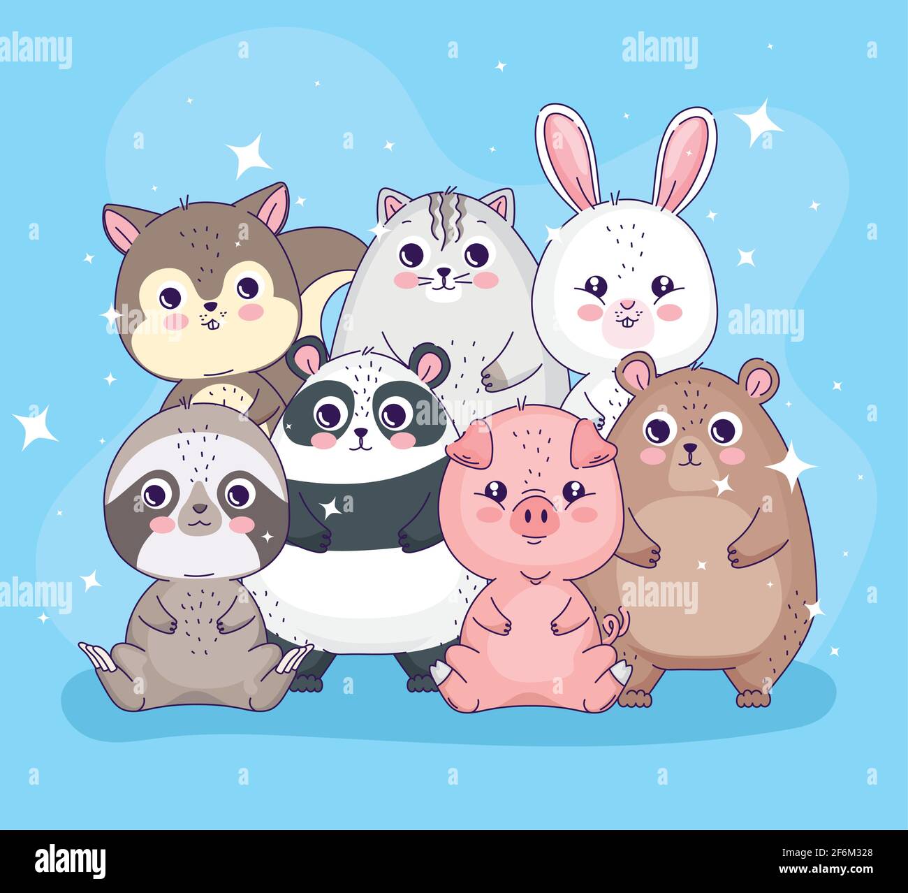 seven cute animals Stock Vector Image & Art - Alamy