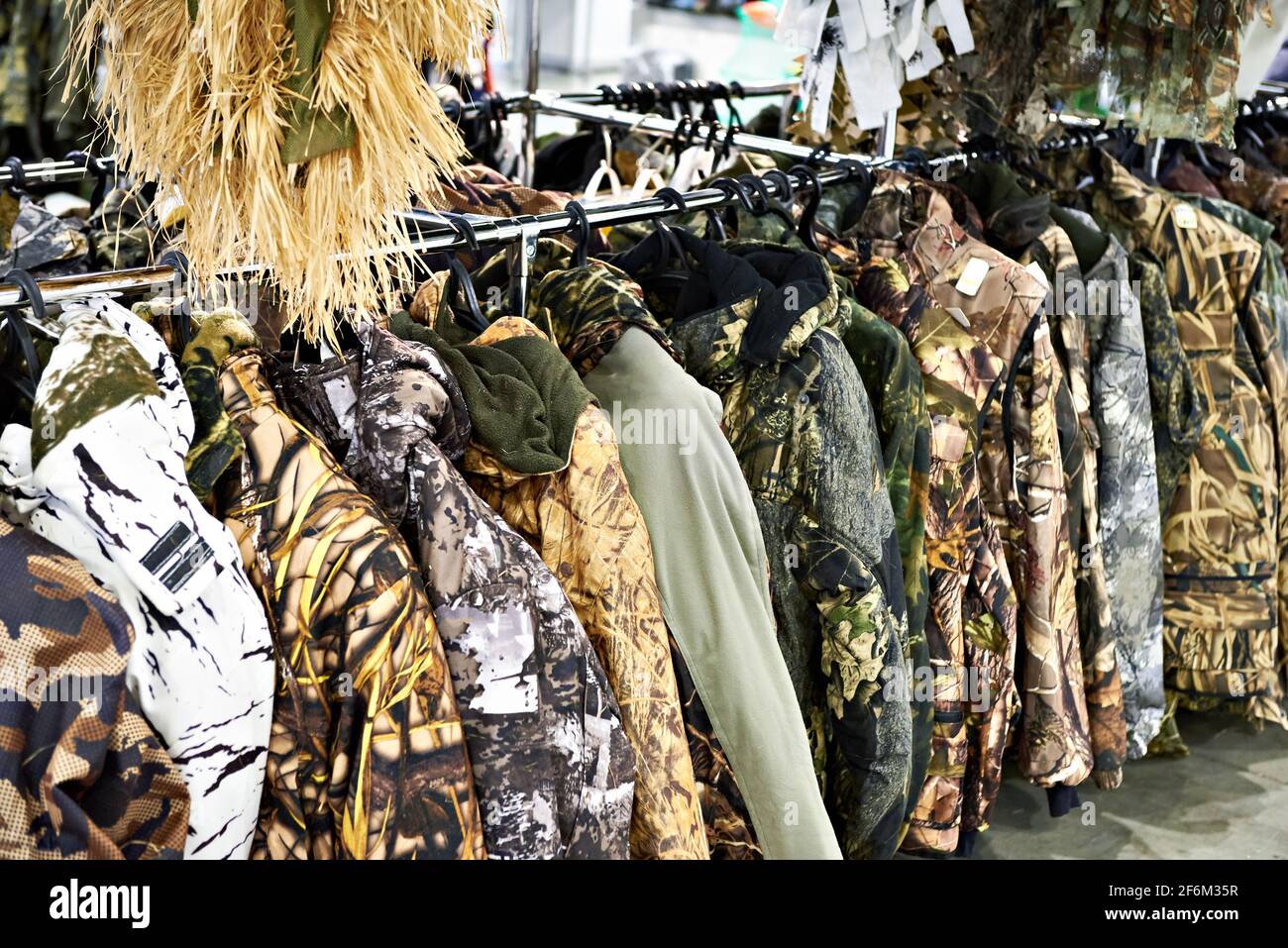 Camouflage clothing for hunters in the market Stock Photo - Alamy
