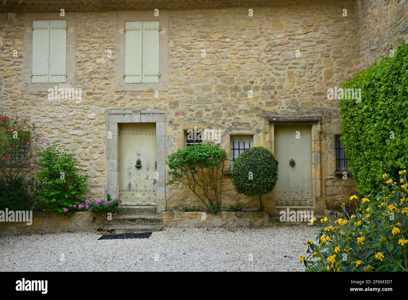 Traditional rural stone house facade in the picturesque village of ...