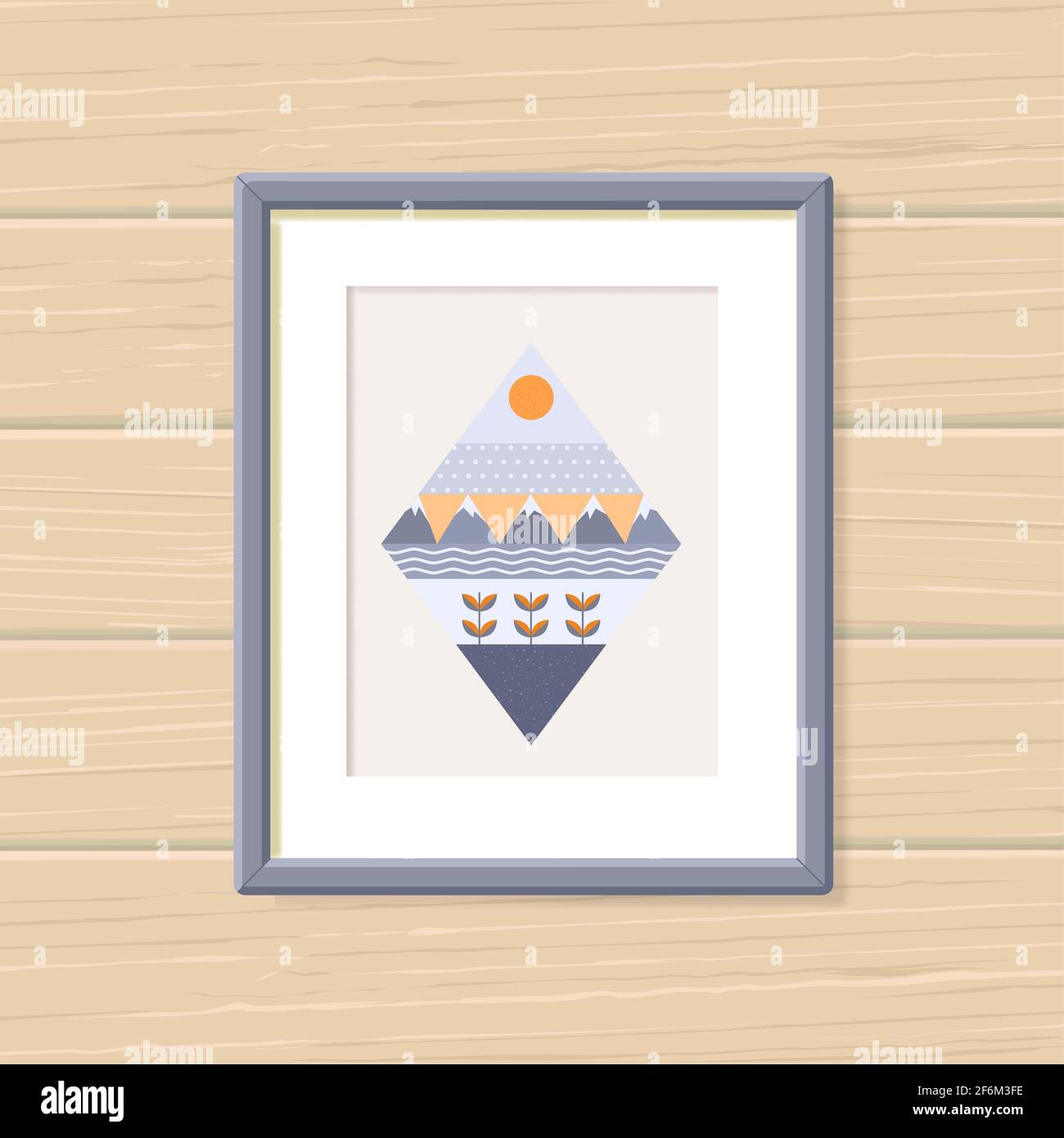 Abstract landscape of geometric shapes. Flat cartoon style. Vector ...