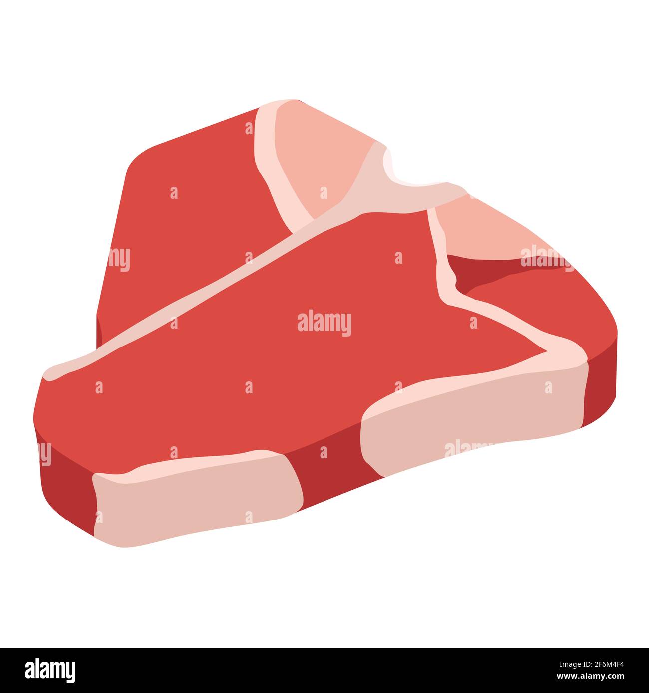 Raw fresh beef T-bone steak isolated on white background, isometric ...