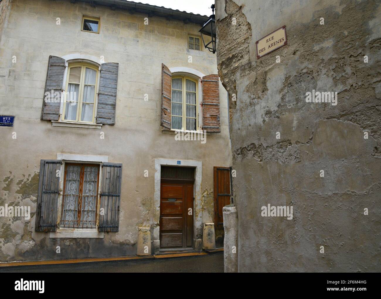 Provençal style architecture in the historic center of Arles in ...